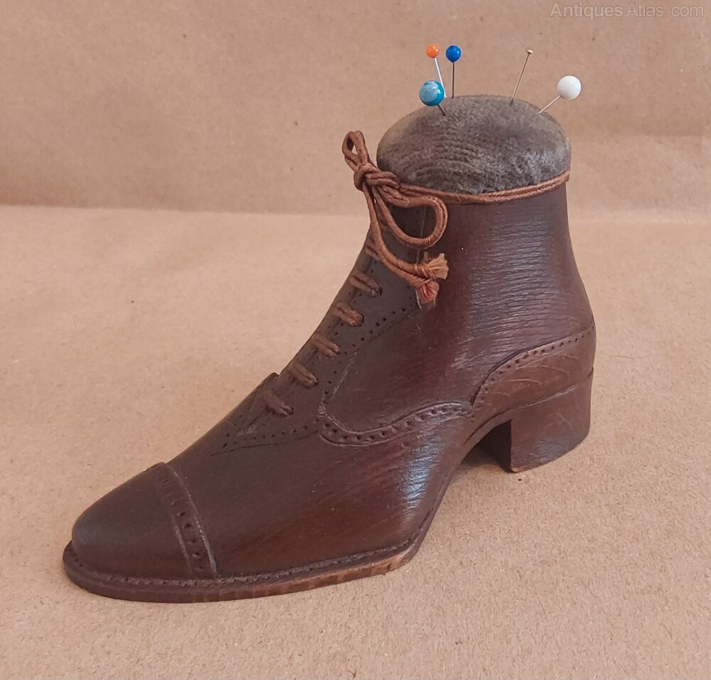 Antiques Atlas - Quality Carved Shoe Pin Cushion. 1920's.