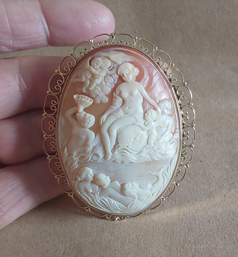 Antiques Atlas - Large Cameo Brooch / Pendant In 14ct Gold Mount.
