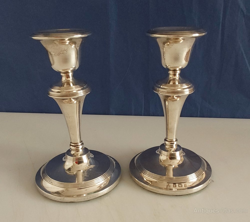 Antiques Atlas - Silver Candlesticks. Birmingham 1908.