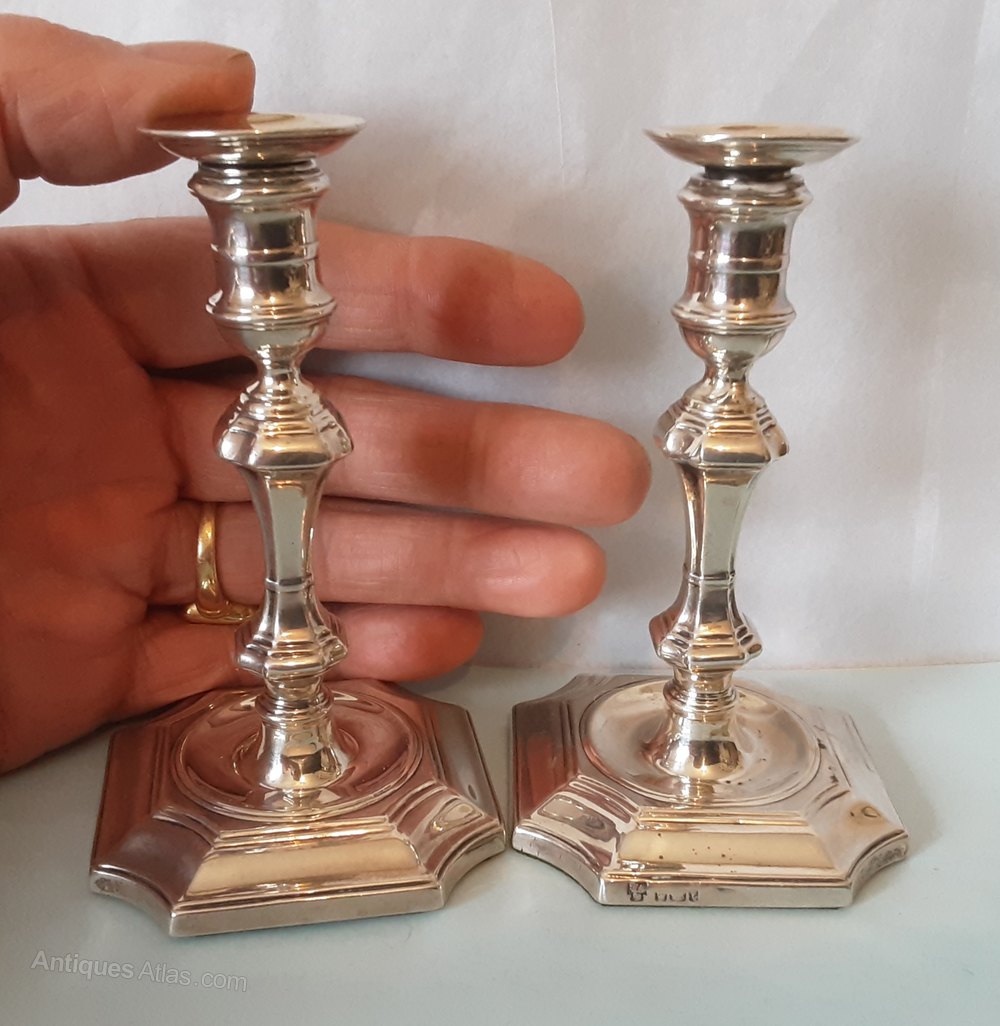 Antiques Atlas - Small Silver Candlesticks Sheffield 1901.