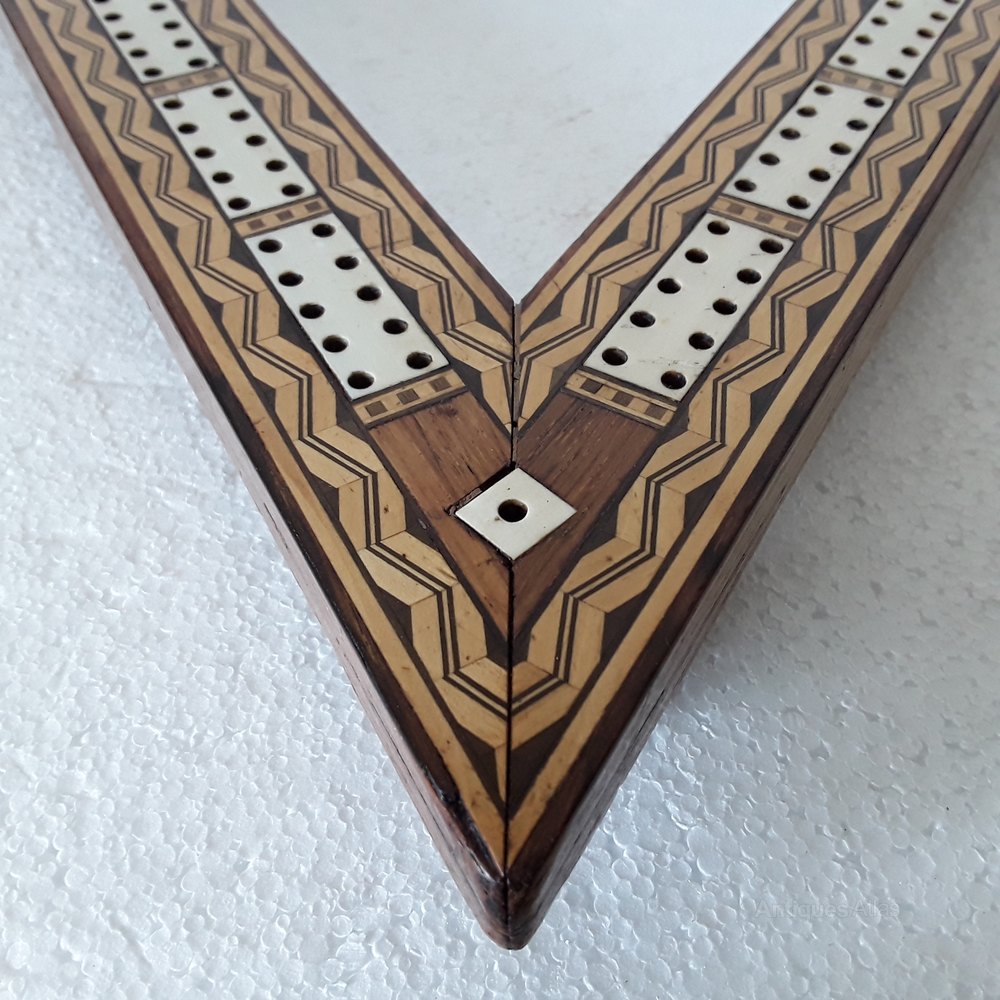 Antiques Atlas - Triangular Cribbage Board With Pegs. C1930.