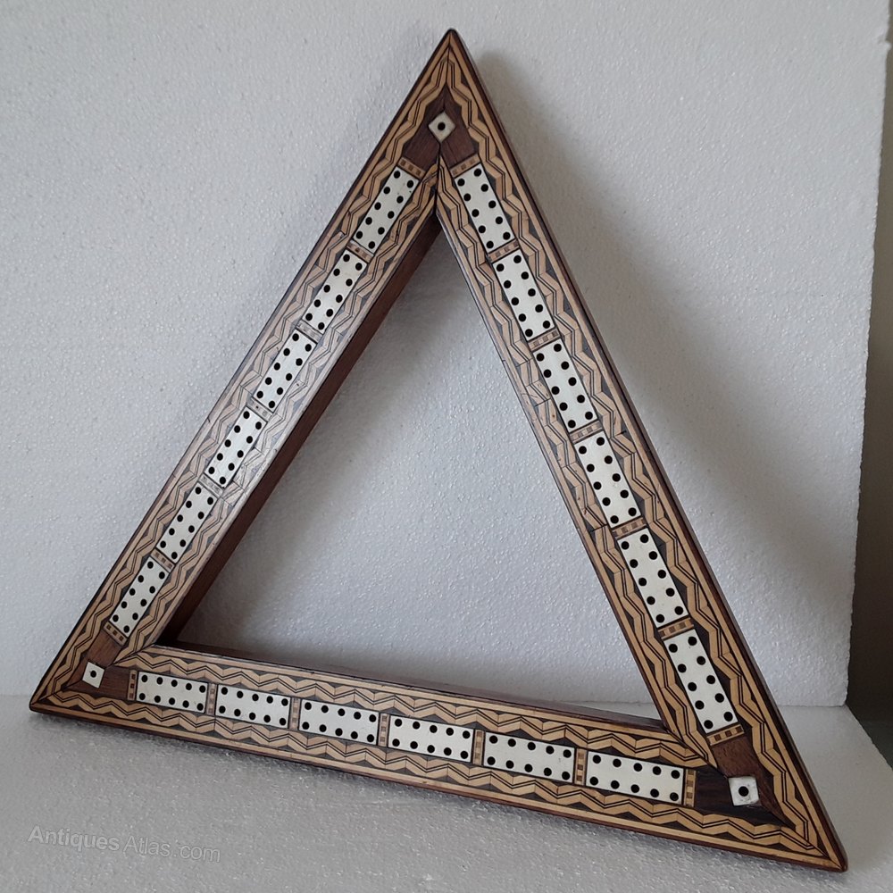 Antiques Atlas - Triangular Cribbage Board With Pegs. C1930.