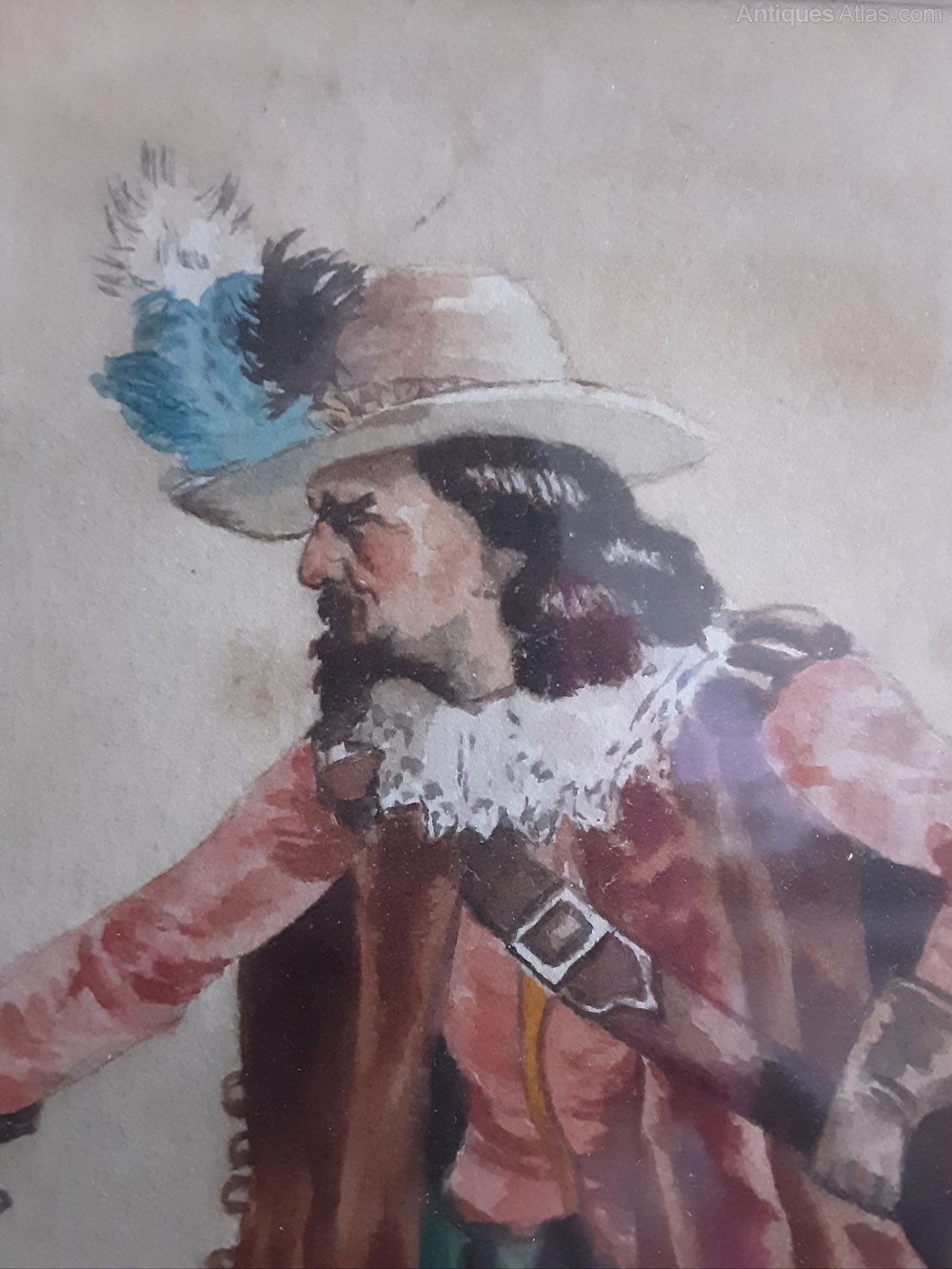 Antiques Atlas - Watercolour Of Cavalier By W Craig.