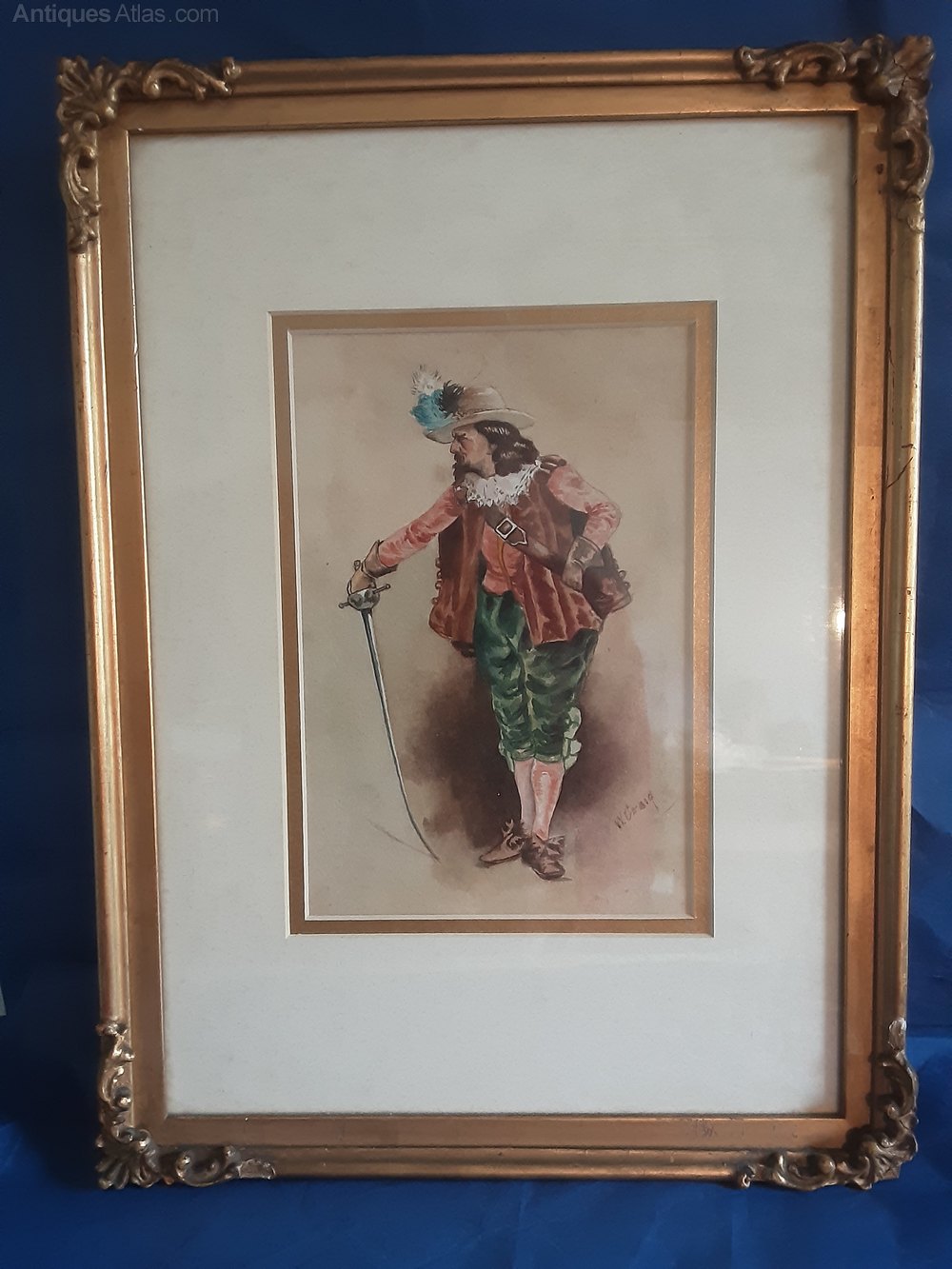 Antiques Atlas - Watercolour Of Cavalier By W Craig.