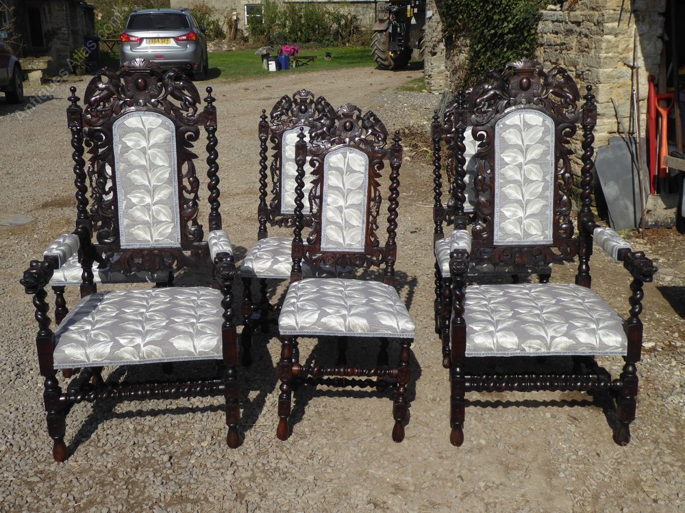 Set Of 6 Jacobean Style Chairs Circa 1880 - Antiques Atlas