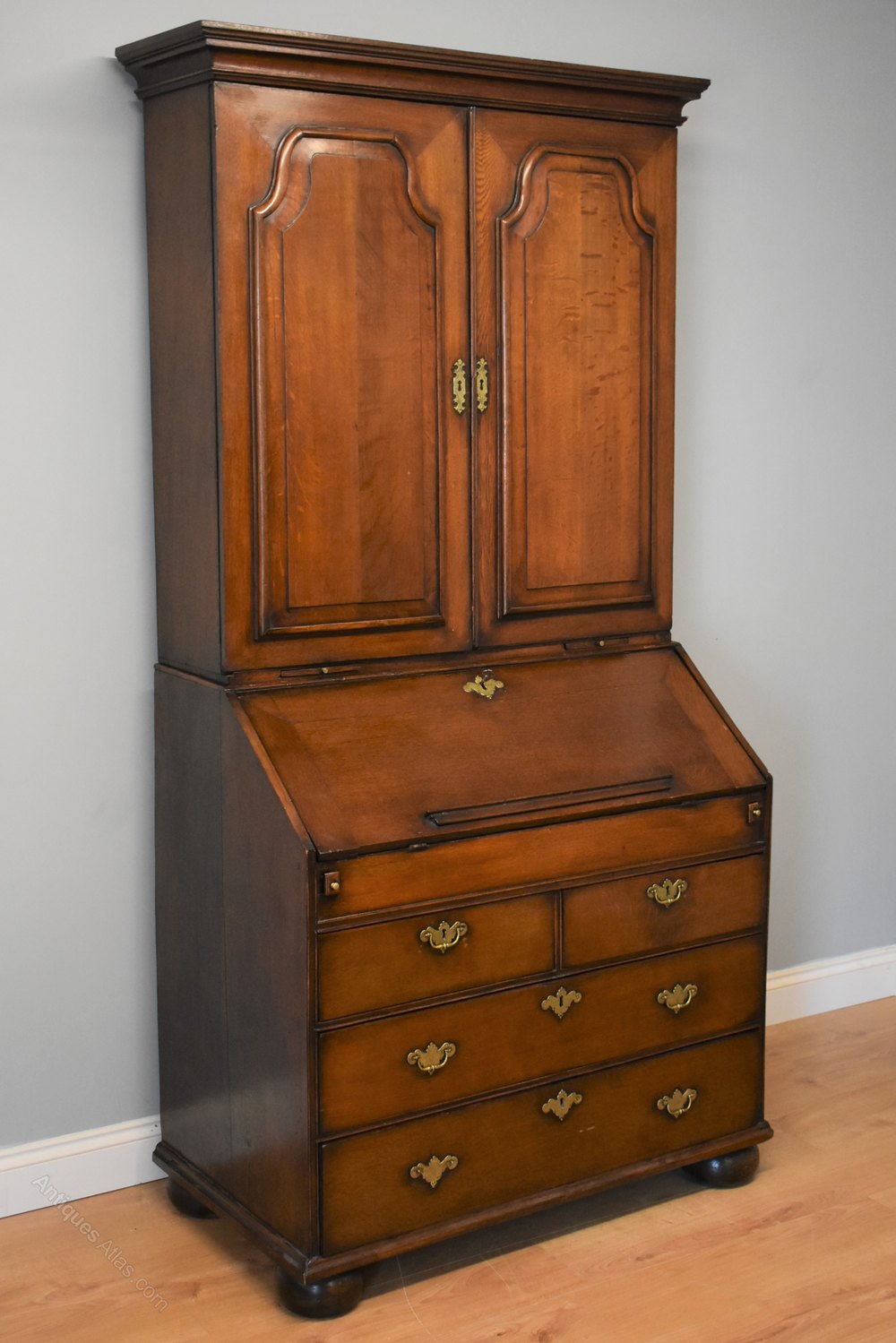George Iii Oak Bureau Bookcase as403a1320 / EL8/185 - Antiques Atlas