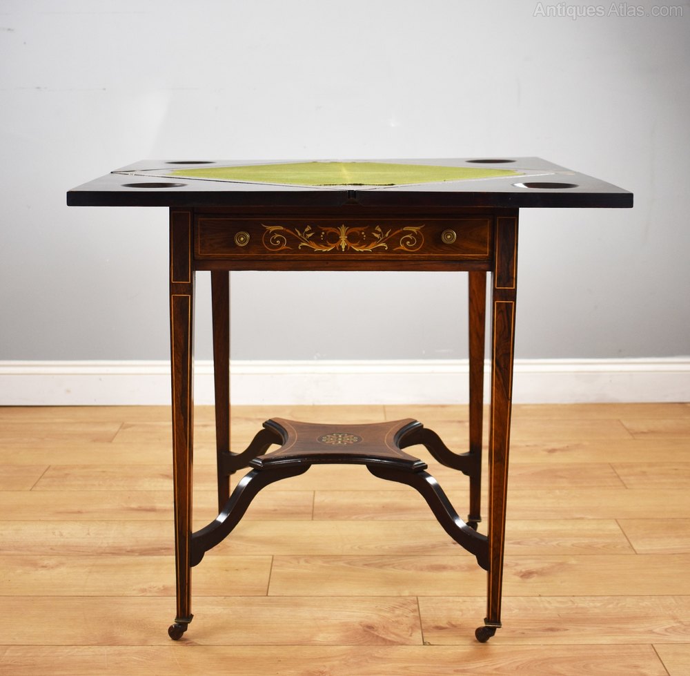Victorian Rosewood Inlaid Envelope Card Table as403a1926 / EL10/359 ...