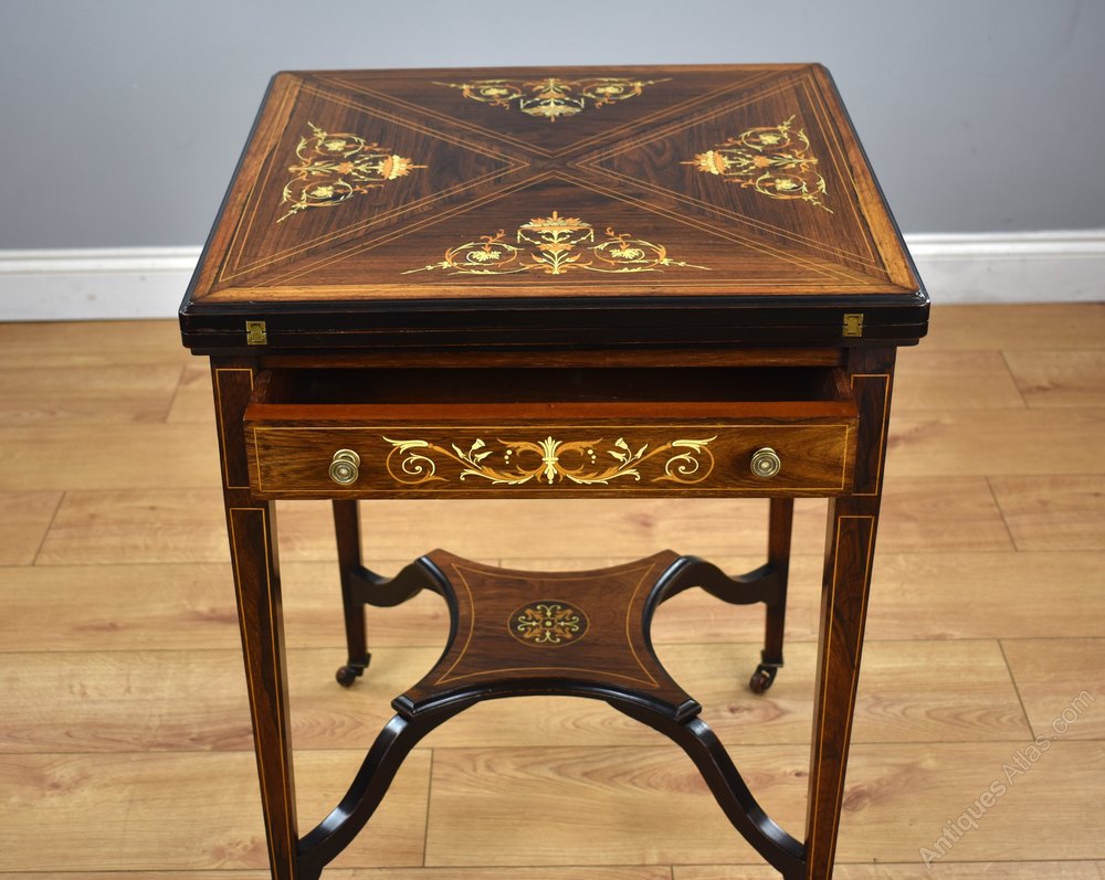 Victorian Rosewood Inlaid Envelope Card Table as403a1926 / EL10/359 ...