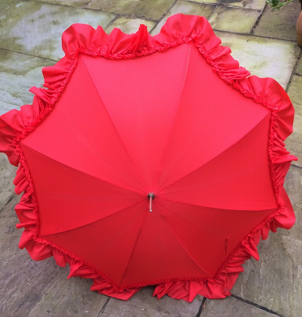 Antiques Atlas - Vintage Fulton Red Frilly Umbrella/Parasol as1034a077 ...