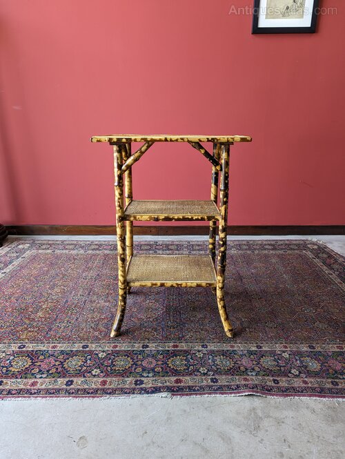 Antique Victorian Bamboo Three Tier Side Table - Antiques Atlas