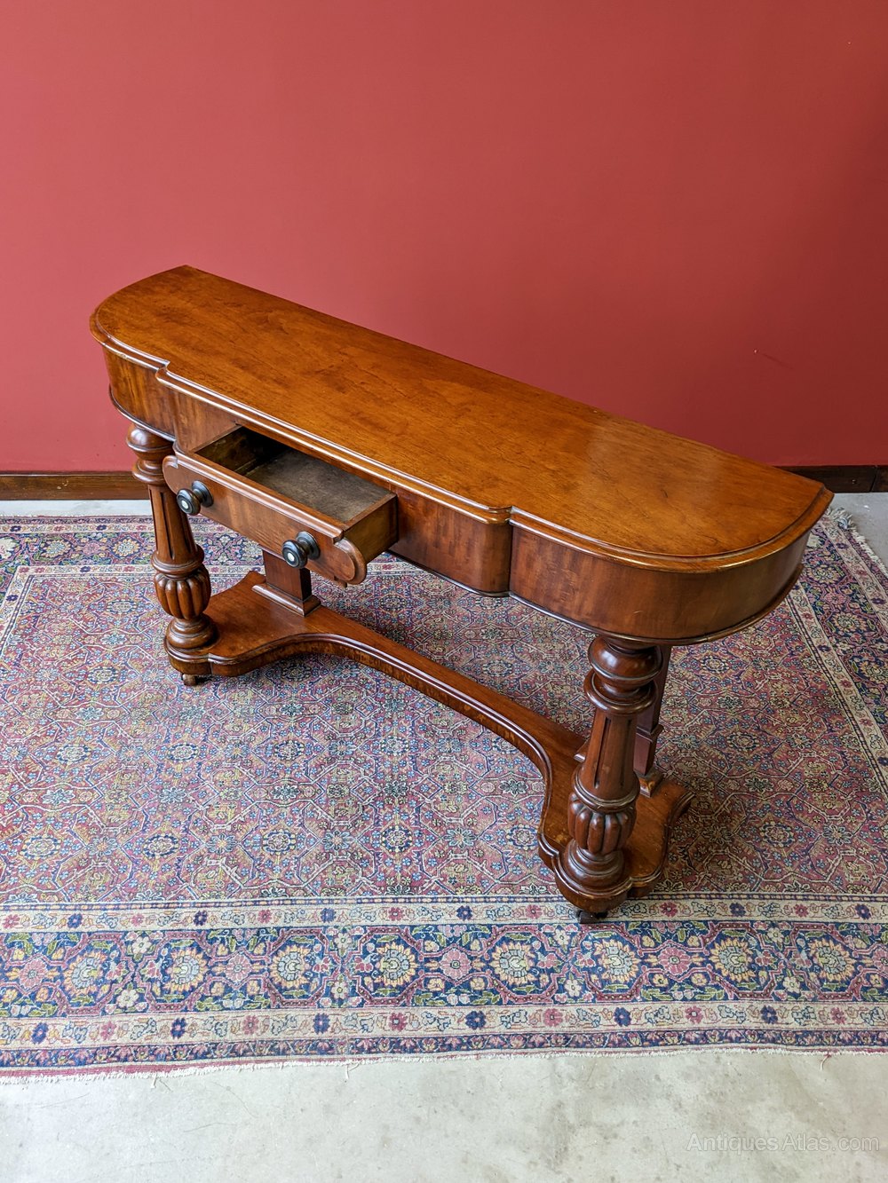 Antique Victorian Mahogany Narrow Breakfront Table - Antiques Atlas