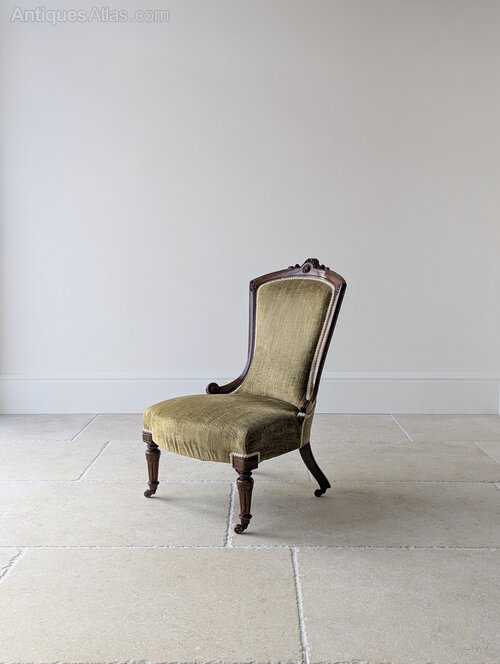 Antique Victorian Walnut Low Bedroom Chair C.1870 as1124a1635 / 3463 ...