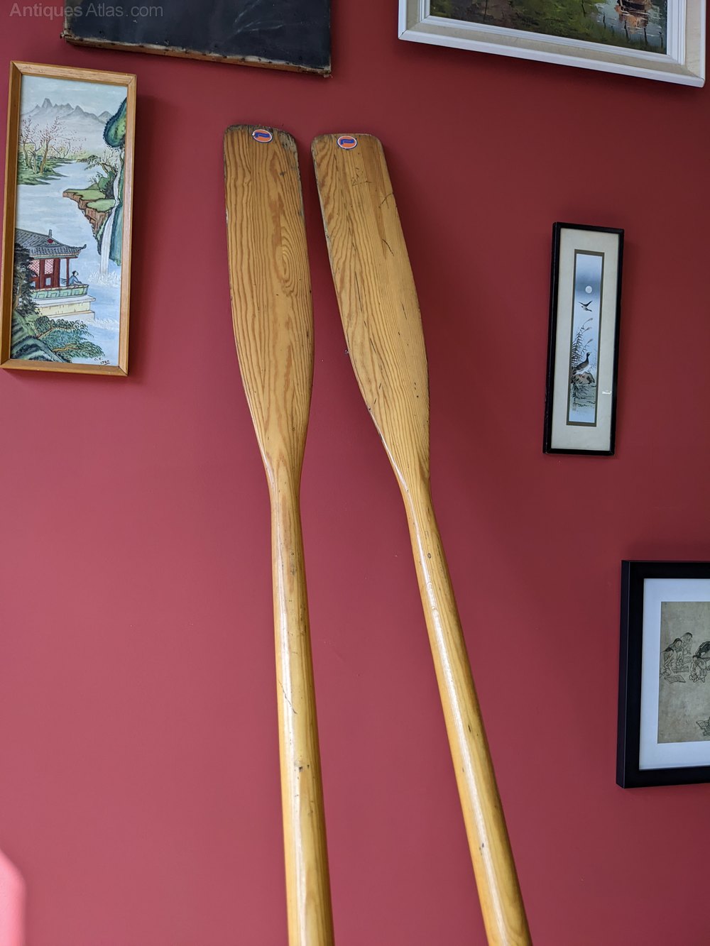 Antiques Atlas - Authentic Vintage Pair Of Long Wooden Boat Oars ...
