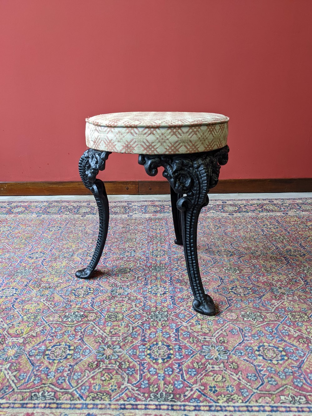 Vintage Cast Iron Tavern Stool / Pub Stool With Cr - Antiques Atlas