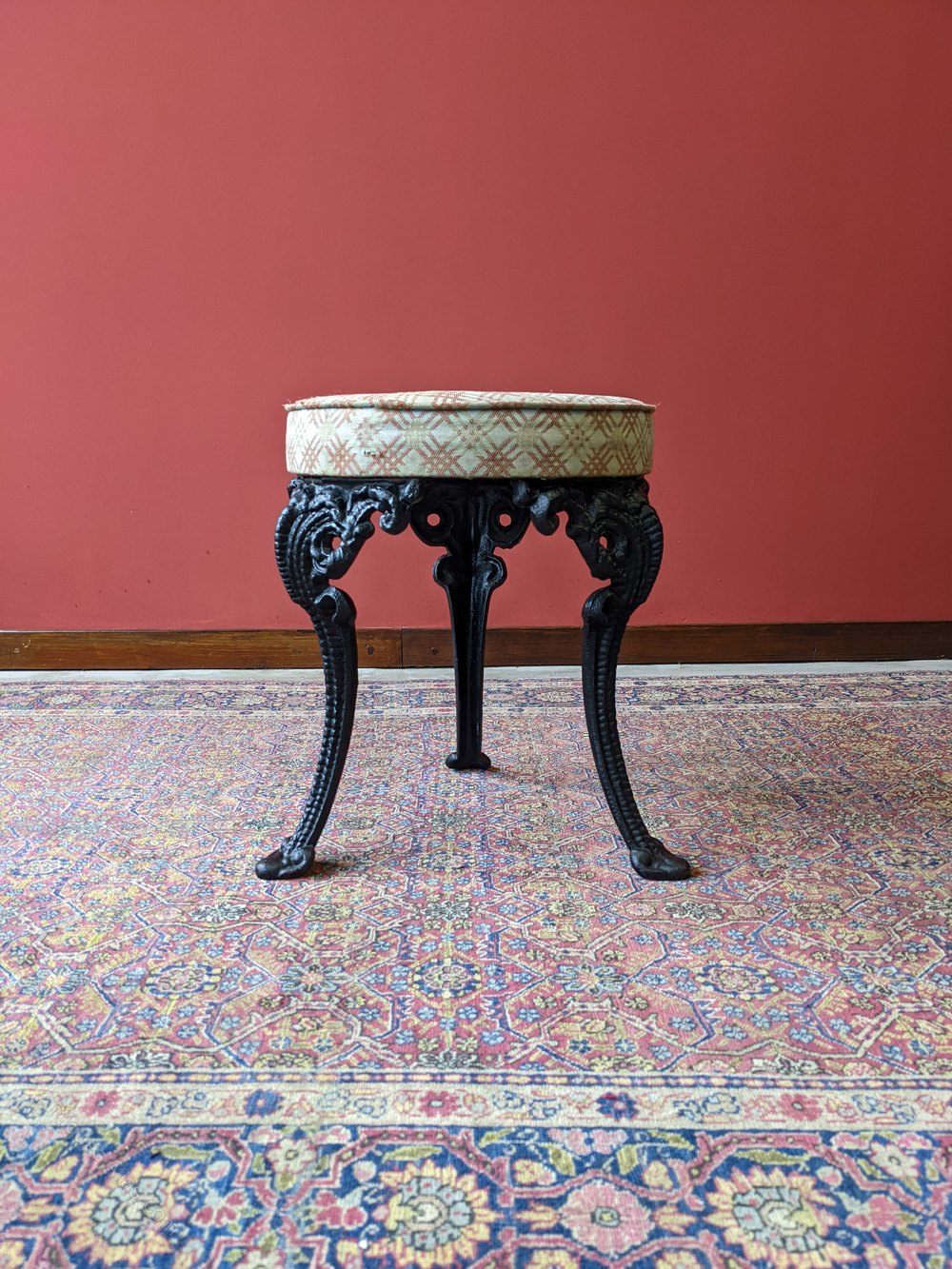 Vintage Cast Iron Tavern Stool / Pub Stool With Cr - Antiques Atlas