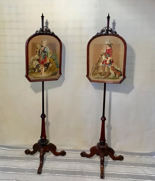 Pair Of Victorian Pole Screens - Antiques Atlas