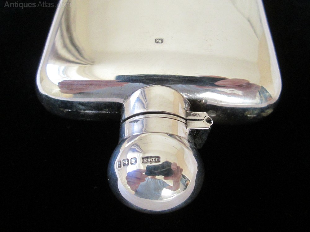Antiques Atlas - Silver Hip Flask Victorian Sheffield 1899