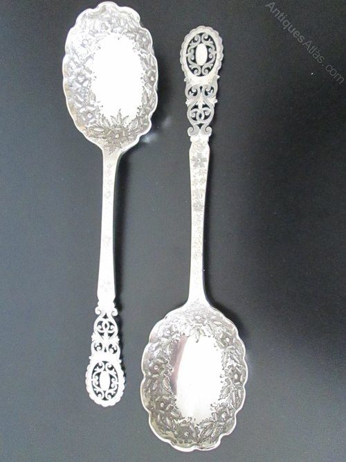 Antiques Atlas - Silver Spoons - Pair Serving Spoons (1902)
