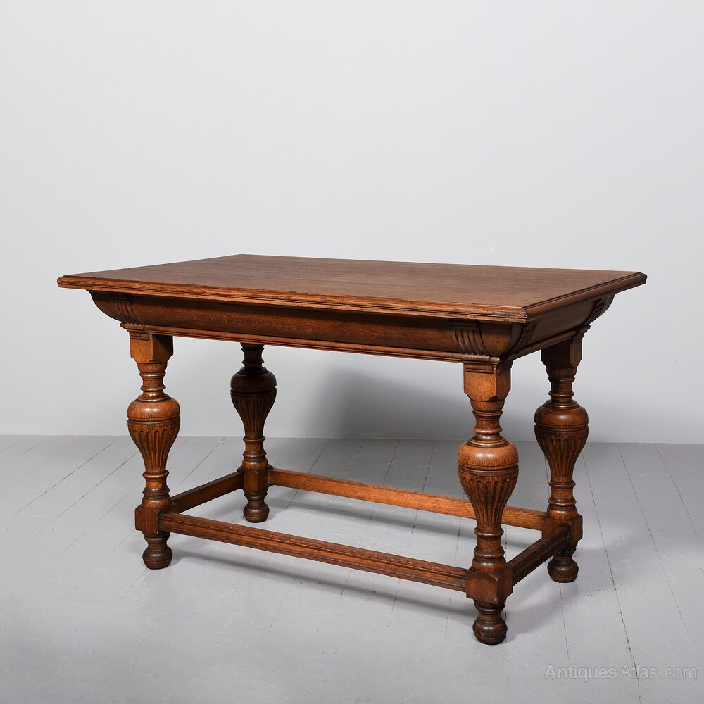 Mid-Victorian Rectangular Oak Table as178a7302 / 35088 - Antiques Atlas