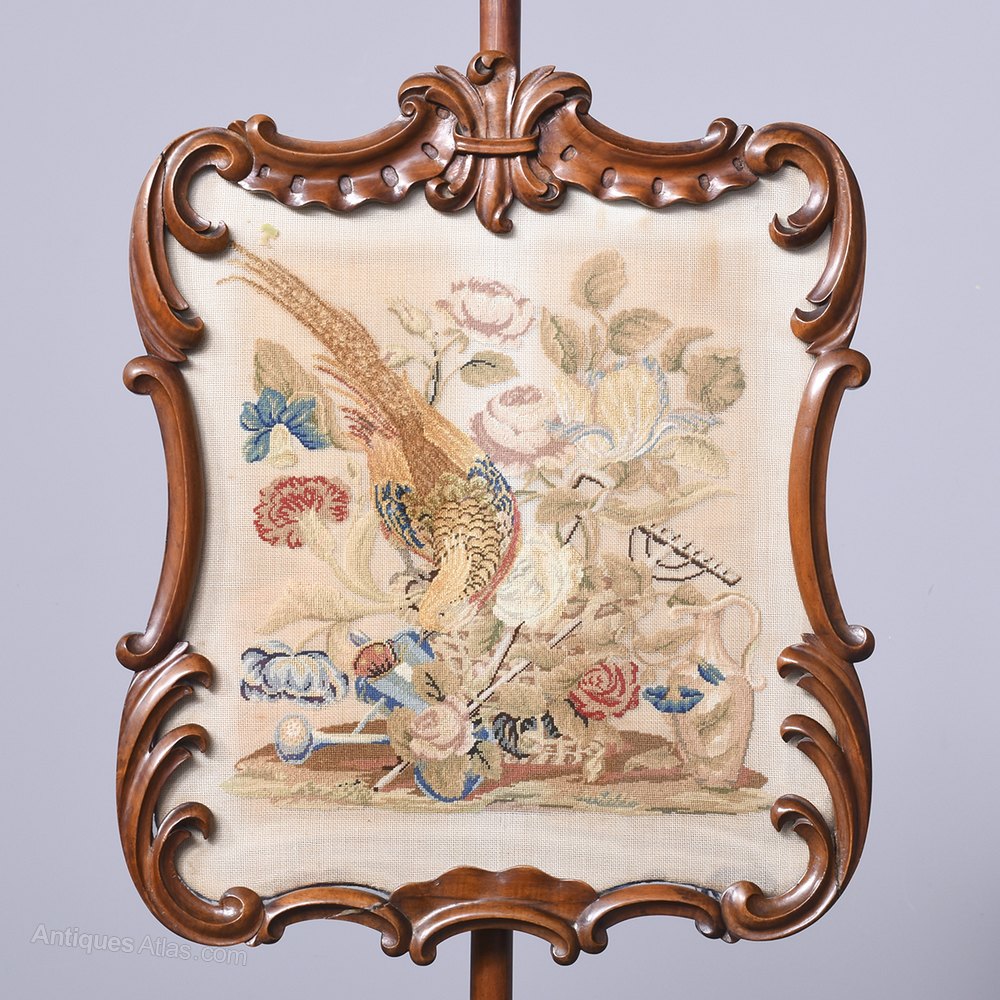 Pair Of Victorian Pole Screens - Antiques Atlas