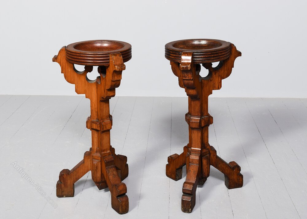 Rare Pair Of Victorian Gothic Jardinière Stands as178a7295 / 25546 ...