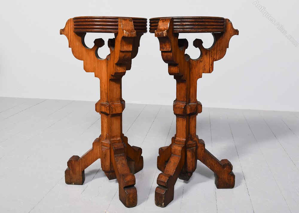 Rare Pair Of Victorian Gothic Jardinière Stands as178a7295 / 25546 ...