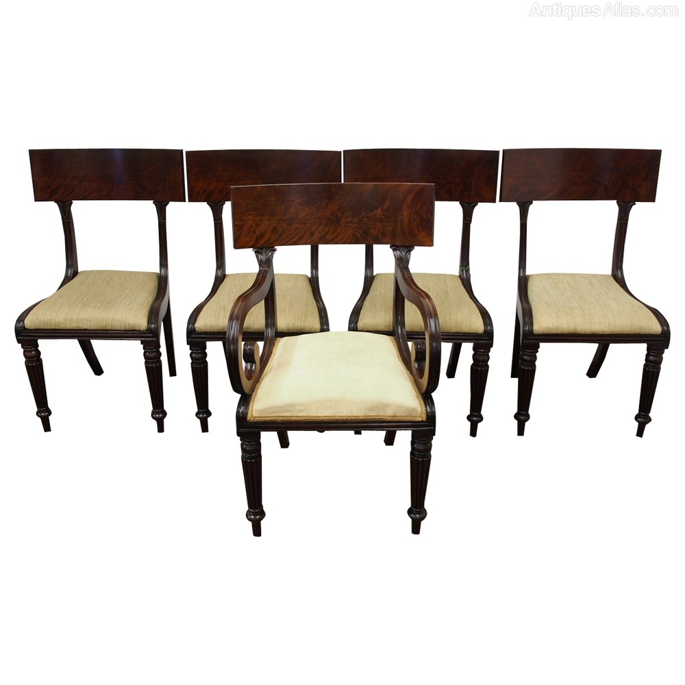 Set Of 5 George IV Mahogany Dining Chairs - Antiques Atlas