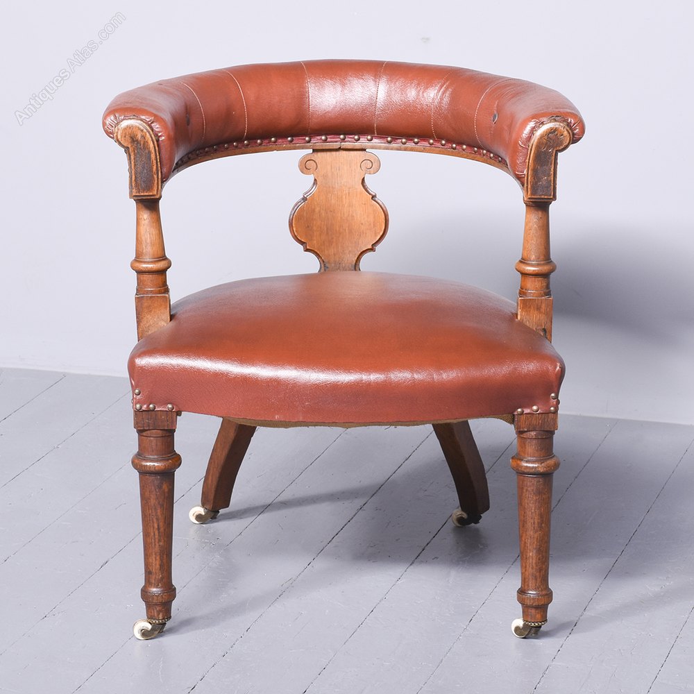 Victorian Horseshoe Shaped Library Chair - Antiques Atlas