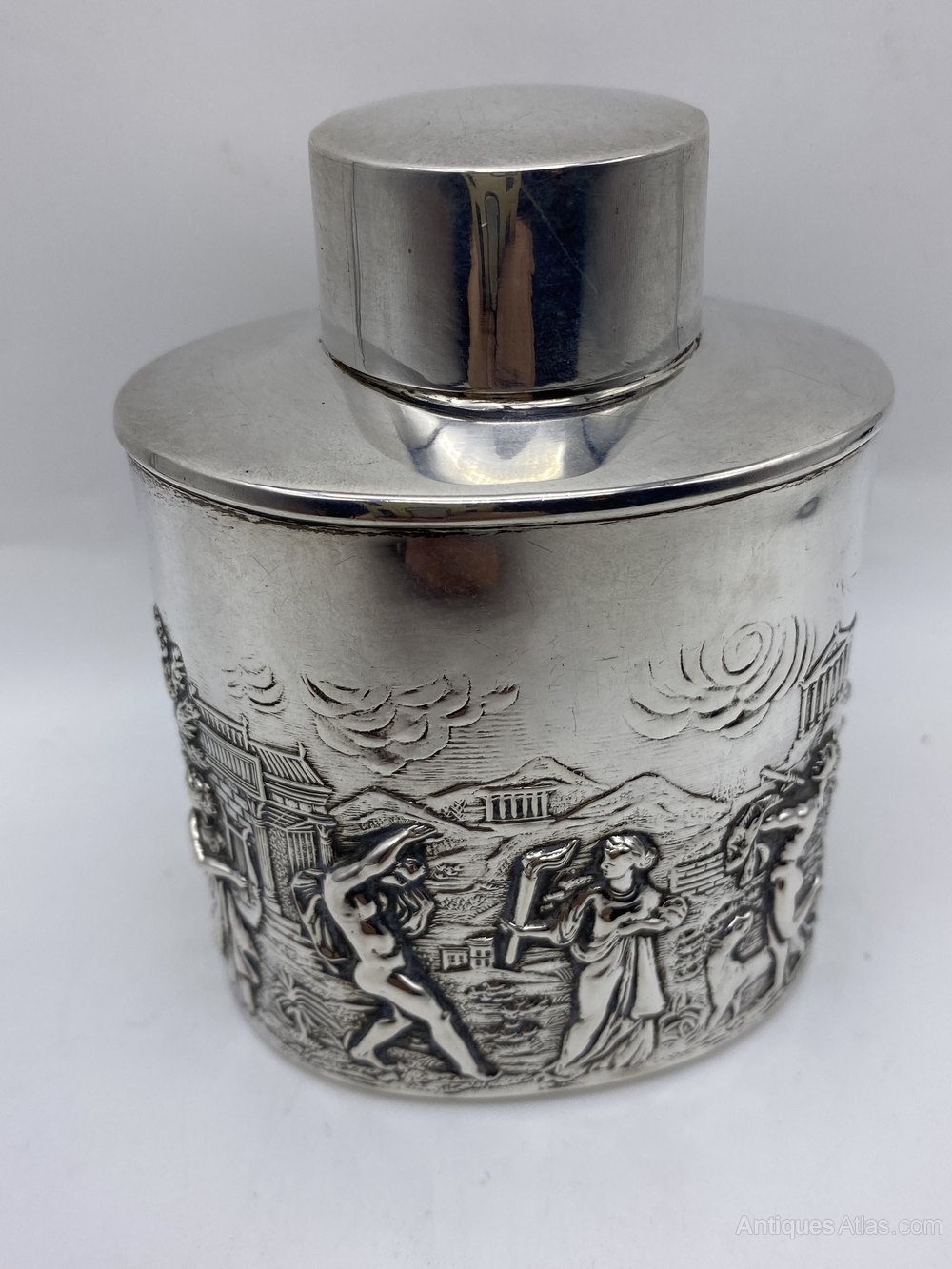 Antiques Atlas - Edwardian Repousse Silver Tea Caddy.Ch.1903