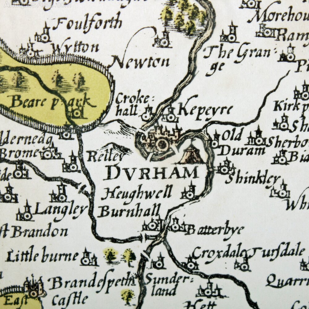 Antiques Atlas - 17th Century Map Of Durham By John Speed as102a6202 / 8556