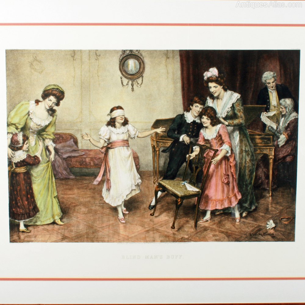 Antiques Atlas - Blind Man's Buff Coloured Print as102a5742 / DB6
