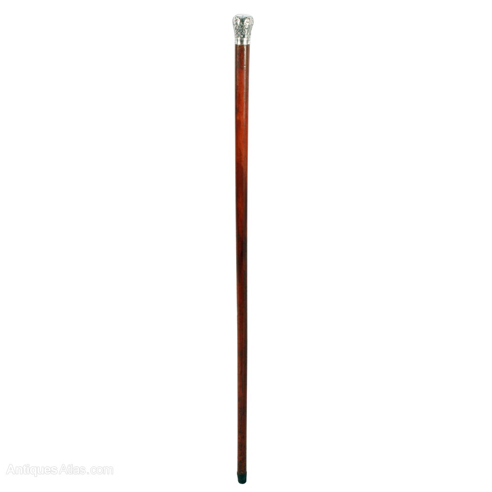 Antiques Atlas - Edwardian Embossed Handle Walking Cane as102a6301 / 8498