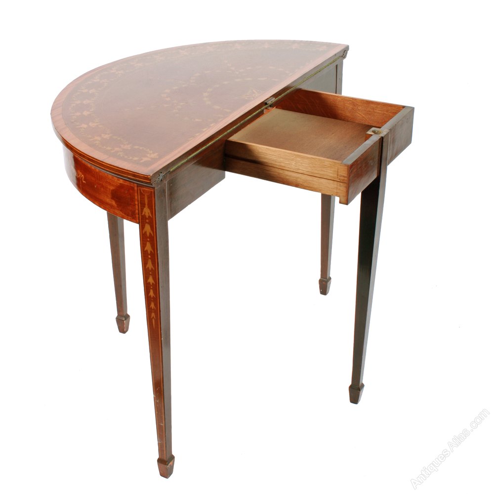 Edwardian Marquetry Inlaid Card Table - Antiques Atlas