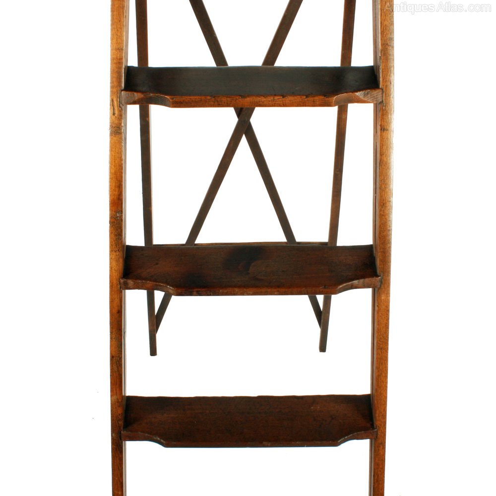 Edwardian Oak Library Ladders SOLD - Antiques Atlas