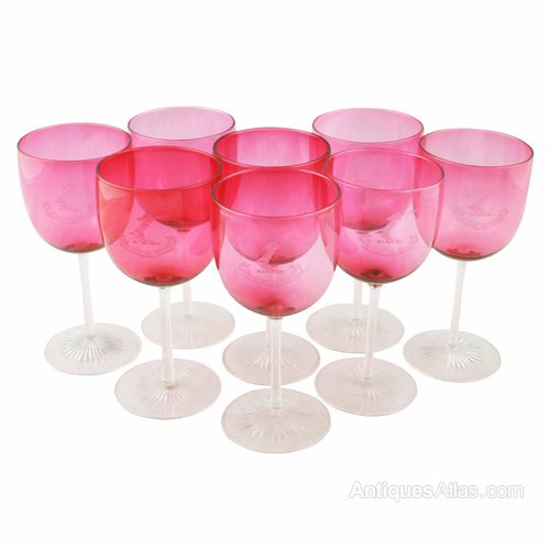 Antiques Atlas - Eight Victorian Ruby Wine Glasses SOLD