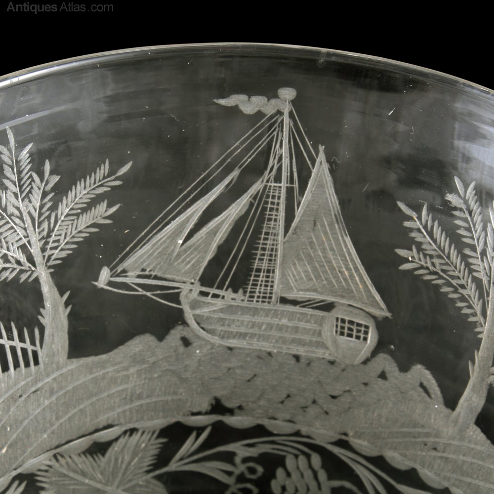 Antiques Atlas - Large Bucket Bowl Engraved Glass Rummer as102a4528 / WH11