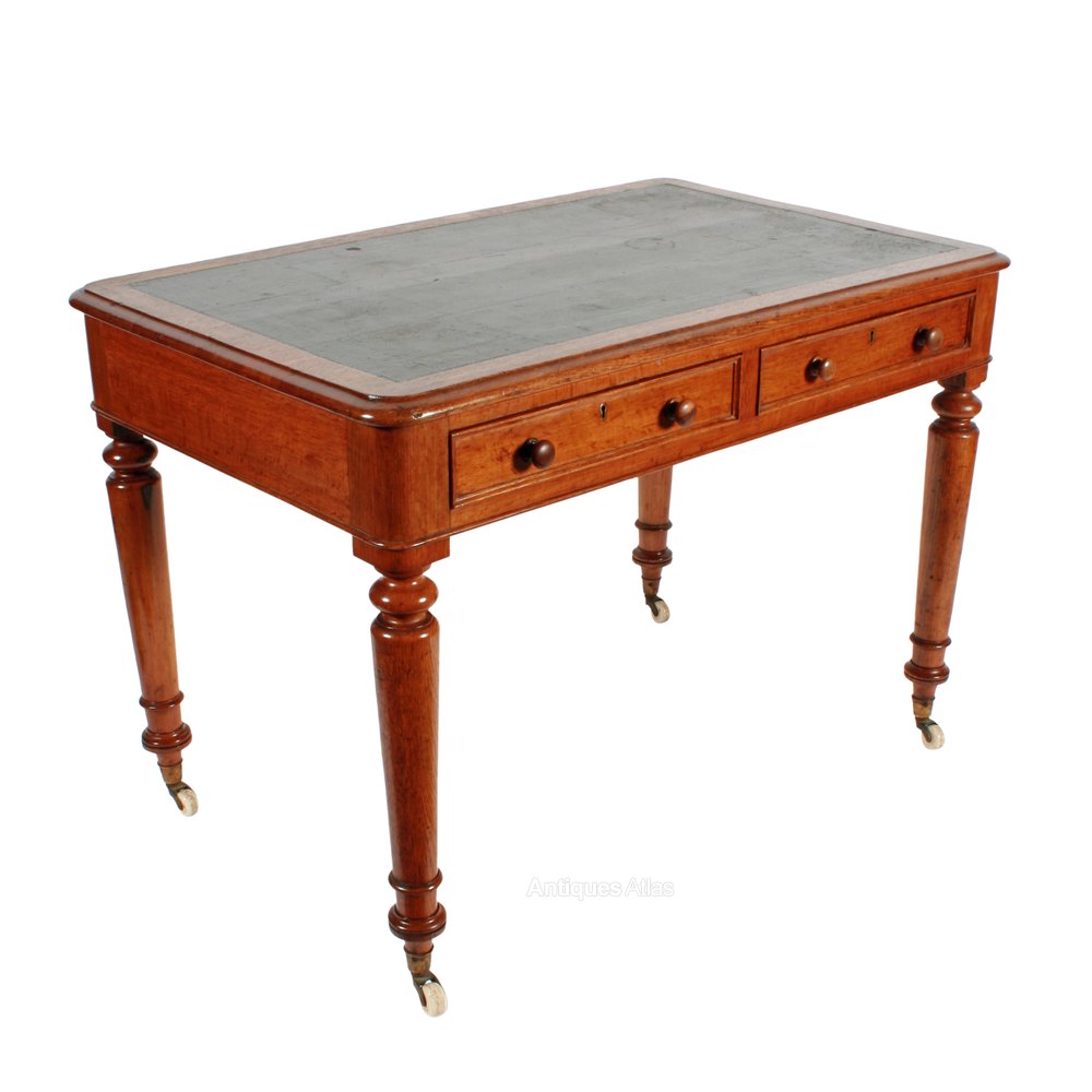 Victorian Oak Two Drawer Writing Table - Antiques Atlas