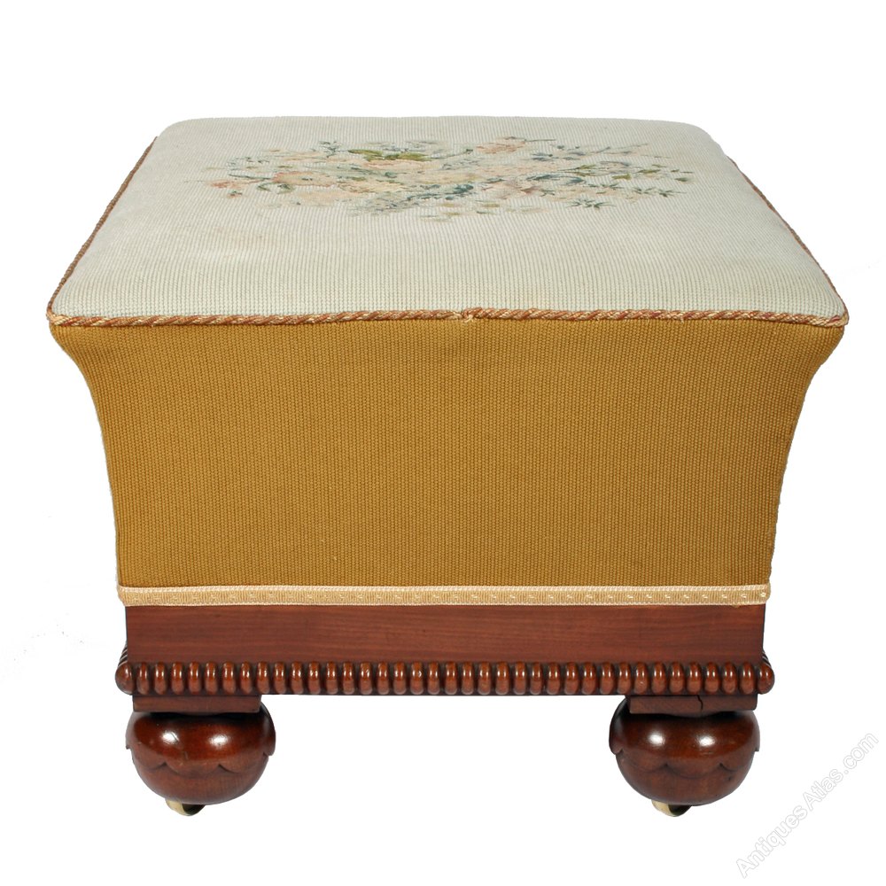 Victorian Oblong Mahogany Stool - Antiques Atlas