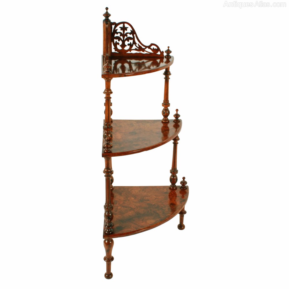 Victorian Walnut Corner Whatnot - Antiques Atlas