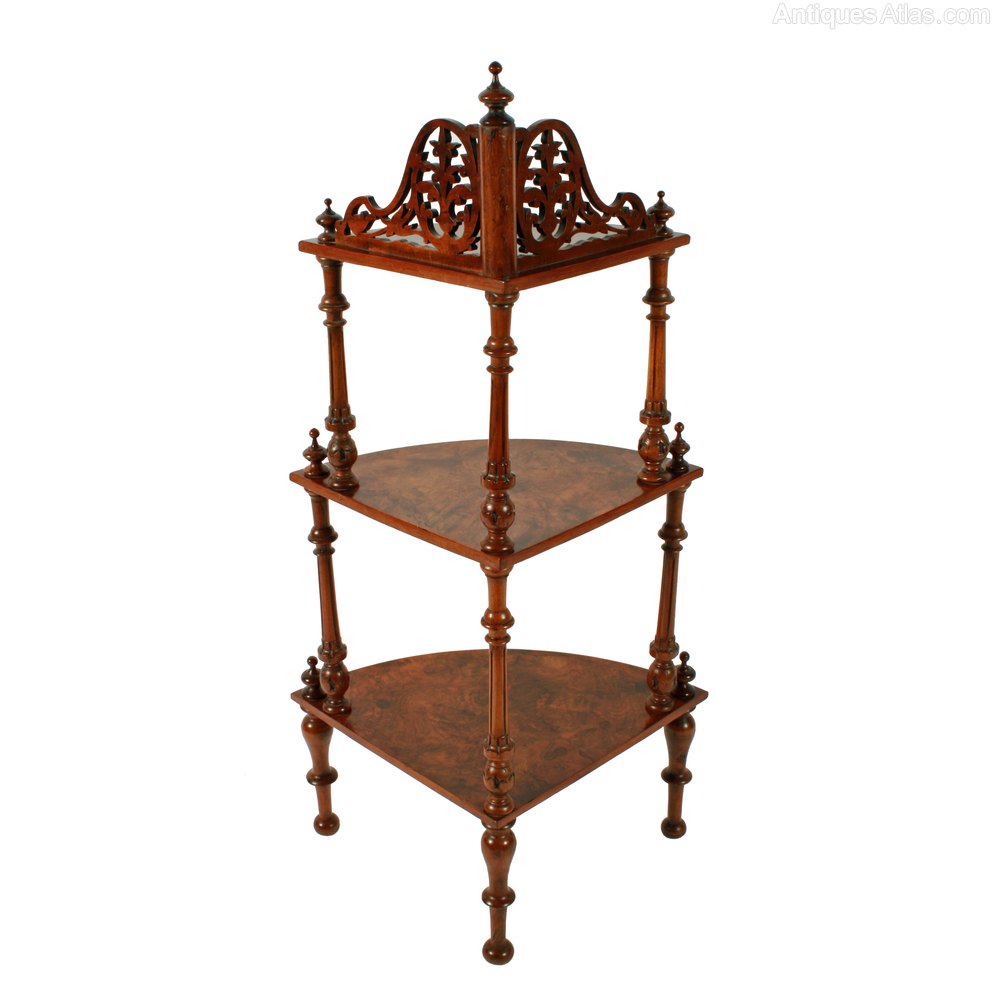 Victorian Walnut Corner Whatnot - Antiques Atlas