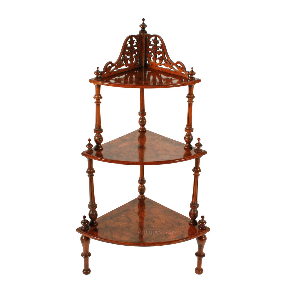 Victorian Walnut Corner Whatnot - Antiques Atlas
