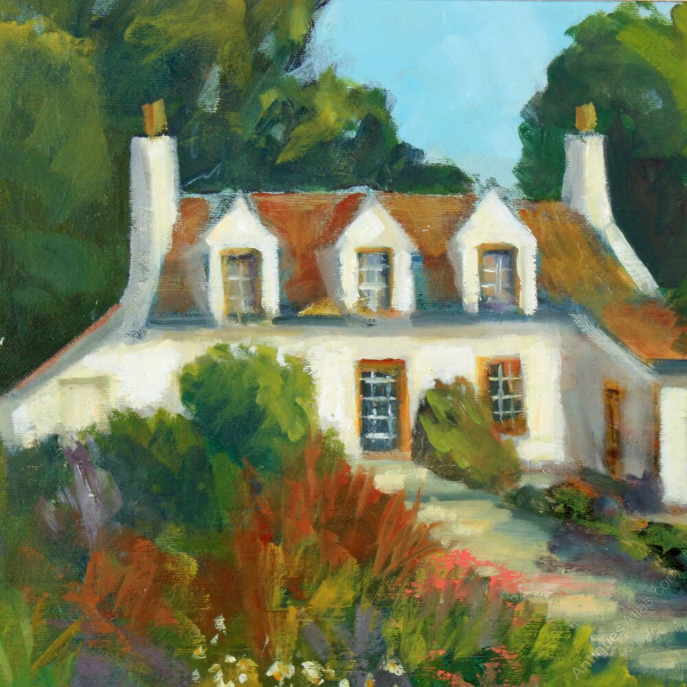 Antiques Atlas - White Cottage Painting By Doreen Williams