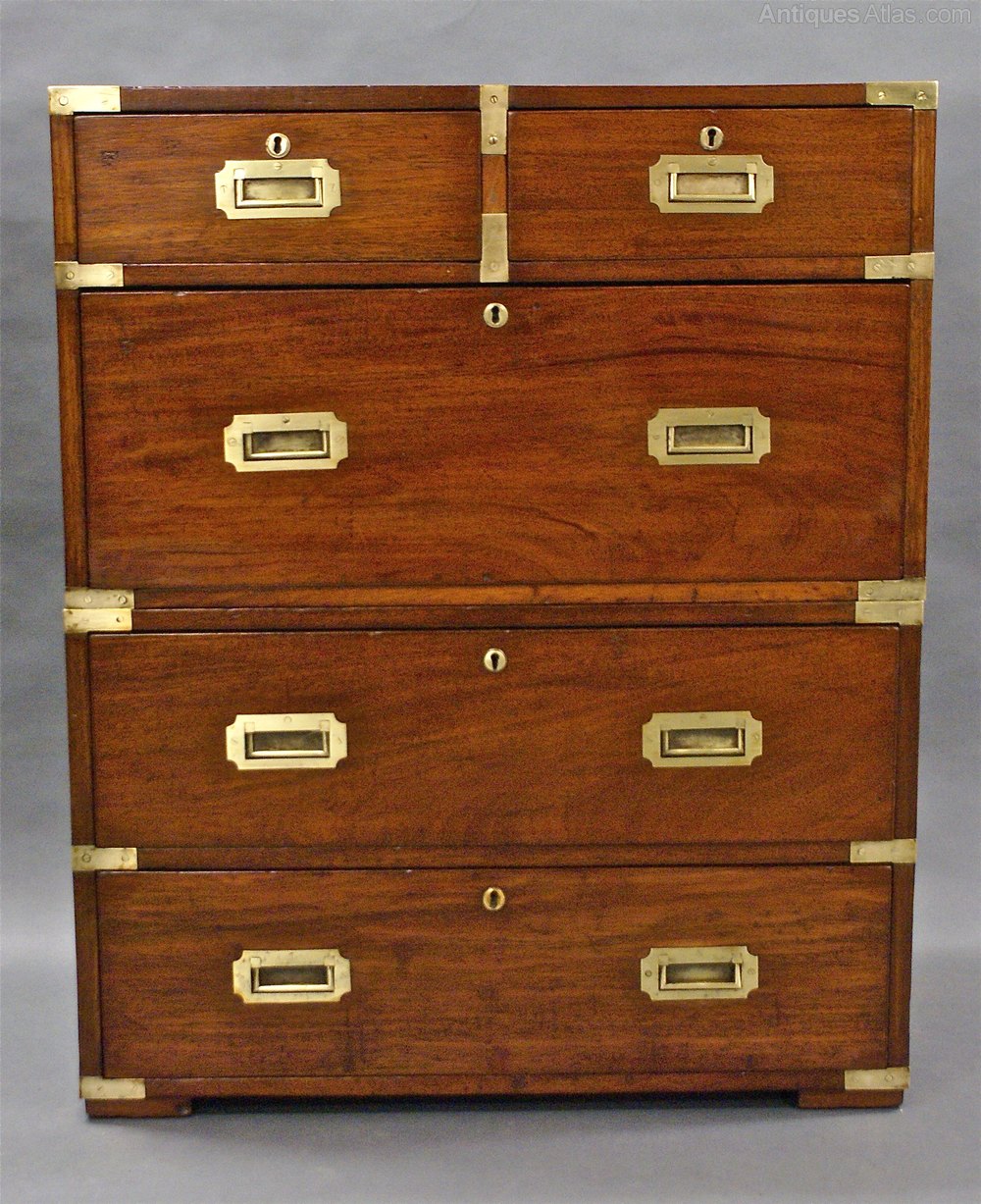 A Small 19th Century Mahogany Military / Campaign Chest - Antiques Atlas