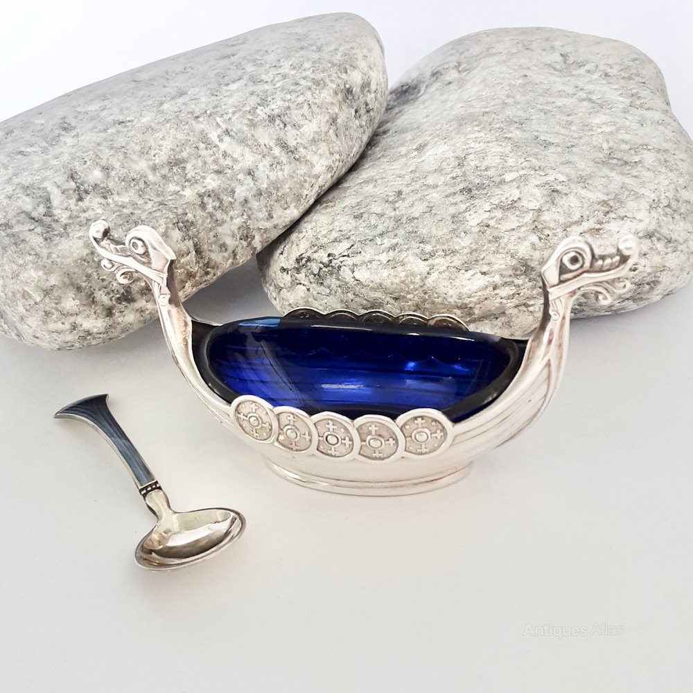 Antiques Atlas - Mid Century Norwegian Silver Viking Ship Salt ...