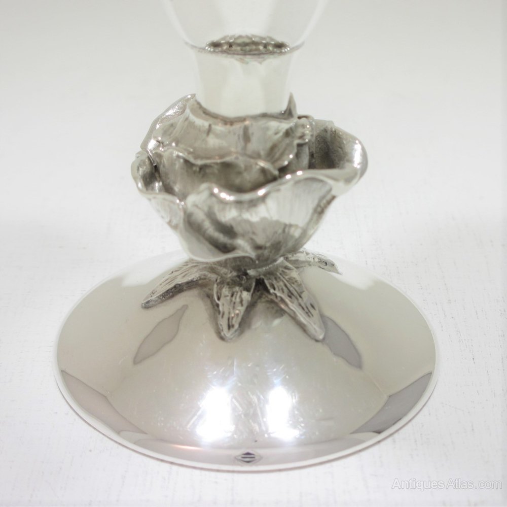 Antiques Atlas - Silver Vase With Rose Bud Base And Scalloped Top
