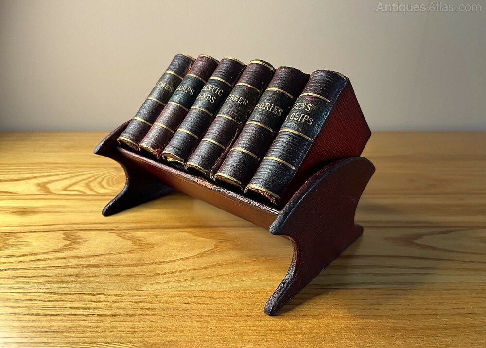 Antiques Atlas - Antique Leather Faux Book Trough Desk Tidy as1251a026