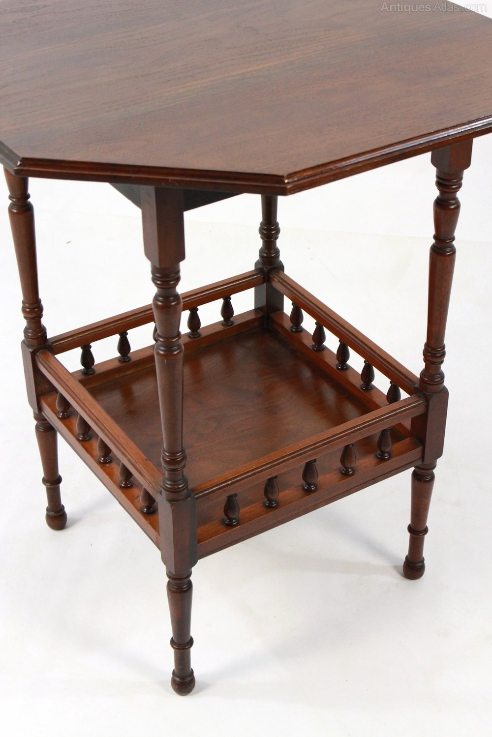 Antique Edwardian Walnut Octagonal Side Hall Table - Antiques Atlas
