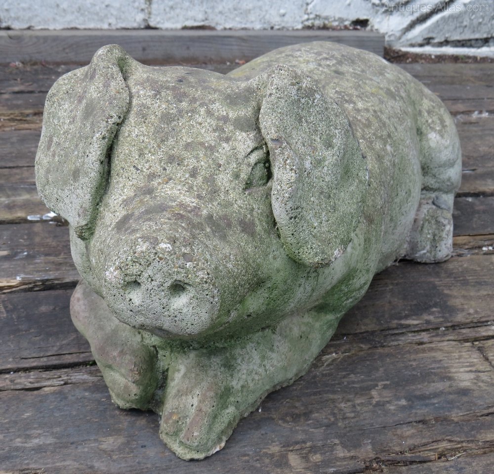 Antiques Atlas - Pair Of Vintage Weathered Stone Garden Pigs as989a497 ...