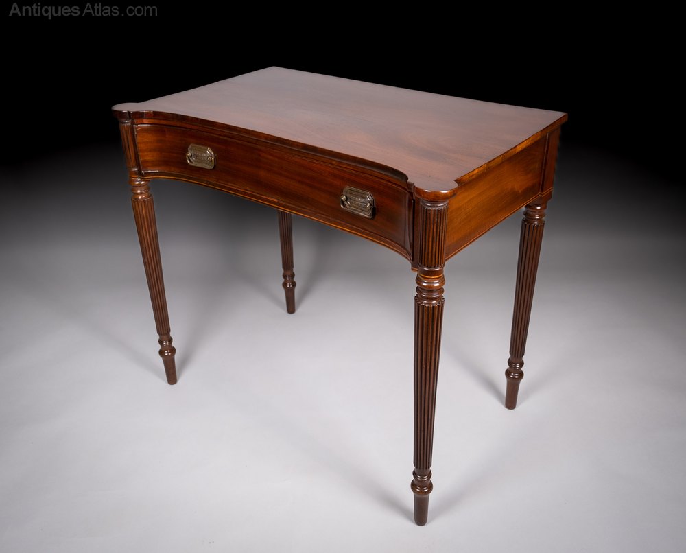 19th Century Mahogany Concave Side Table, C.1880 - Antiques Atlas