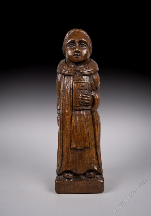 Antiques Atlas - Early 20th Century Carved Oak Robed Monk Figure